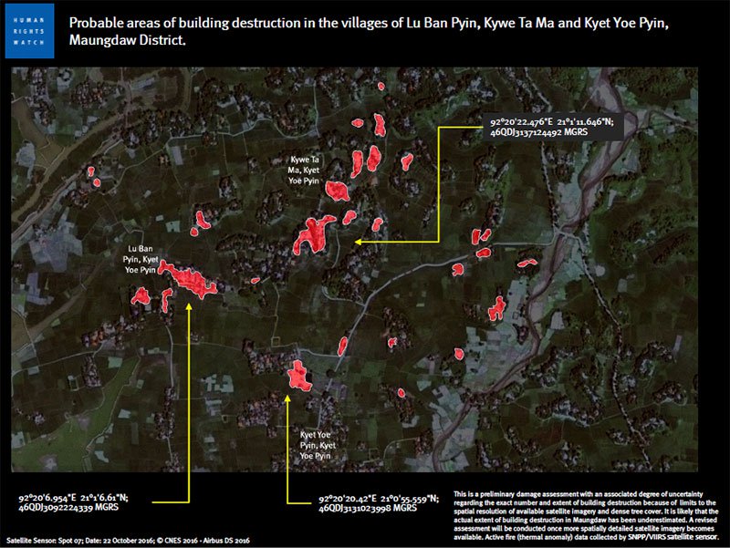 Satellite images show fire-damaged villages in Rakhine State: HRW ...